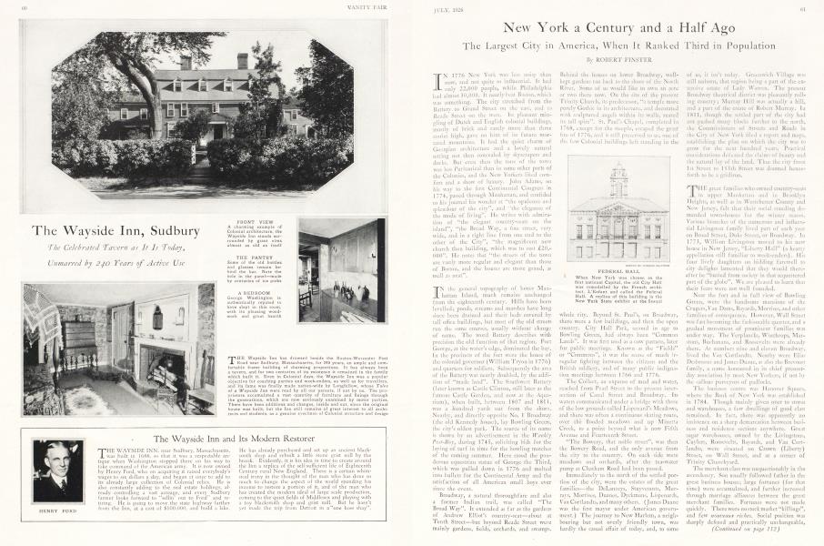 New York a Century and a Half Ago | Vanity Fair | July 1926